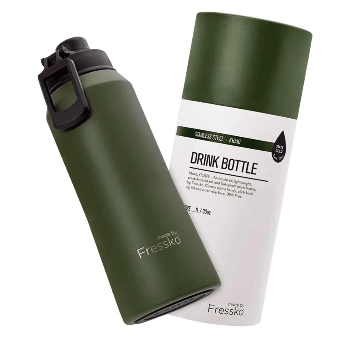 Fressko Core Drink Bottle 1lt | Khaki – Anneva