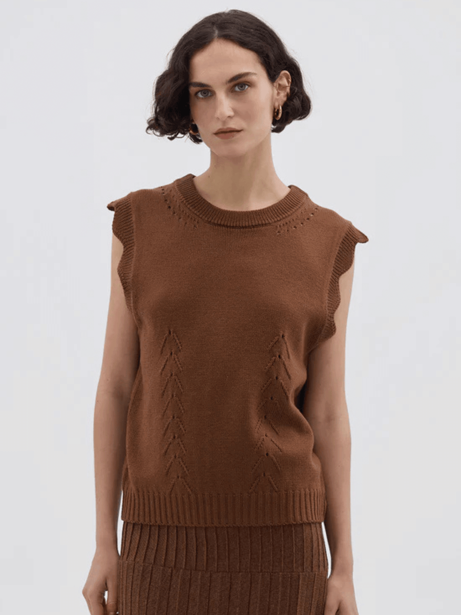 Scallop Vest | Walnut Melange – Anneva